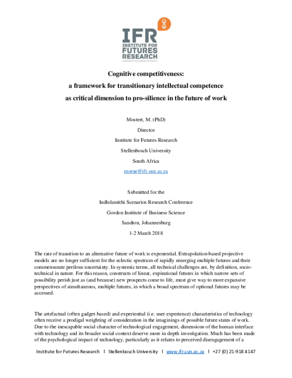 (PDF) Cognitive competitiveness: a framework for transitionary ...