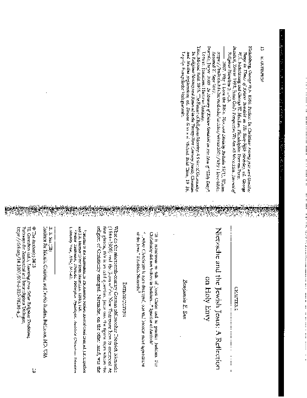 (PDF) Nietzsche and the Jewish Jesus: A Reflection on Holy Envy