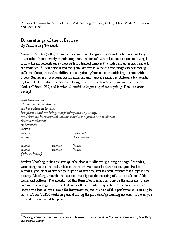 (PDF) Dramaturgy of the collective