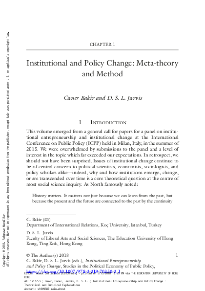 (PDF) Institutional and Policy Change: Meta-theory and Method