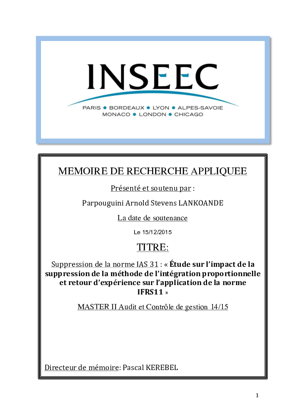 (PDF) MEMOIRE DE RECHERCHE APPLIQUEE