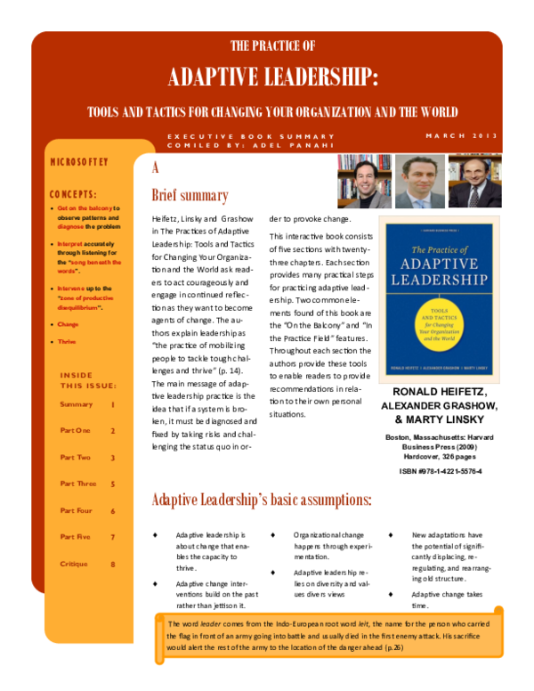 (PDF) Heifetz, Linsky and Grashow in The Practices of Adaptive ...