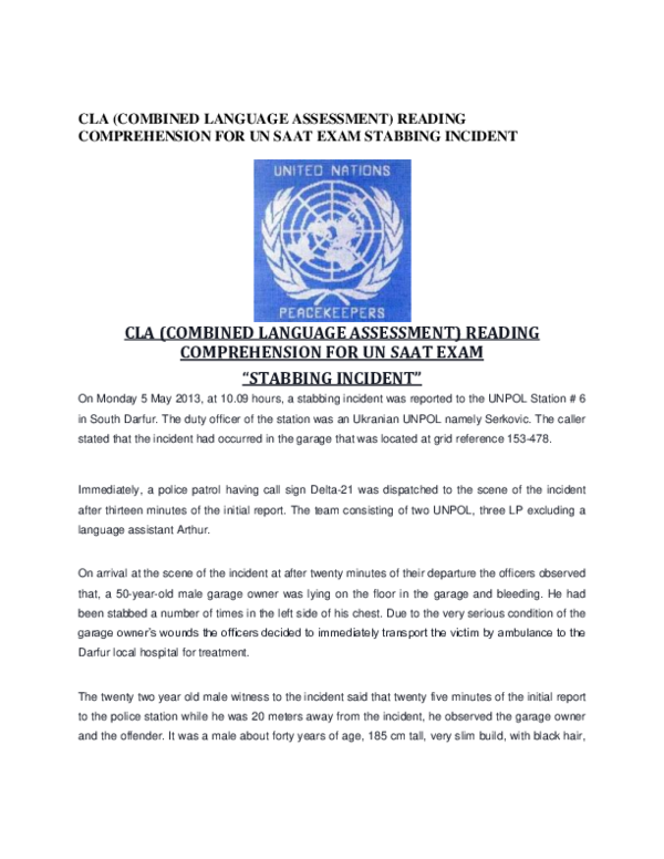 (DOC) CLA (COMBINED LANGUAGE ASSESSMENT) READING COMPREHENSION FOR UN ...