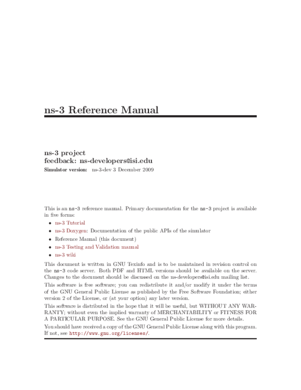 (PDF) ns-3 Reference Manual