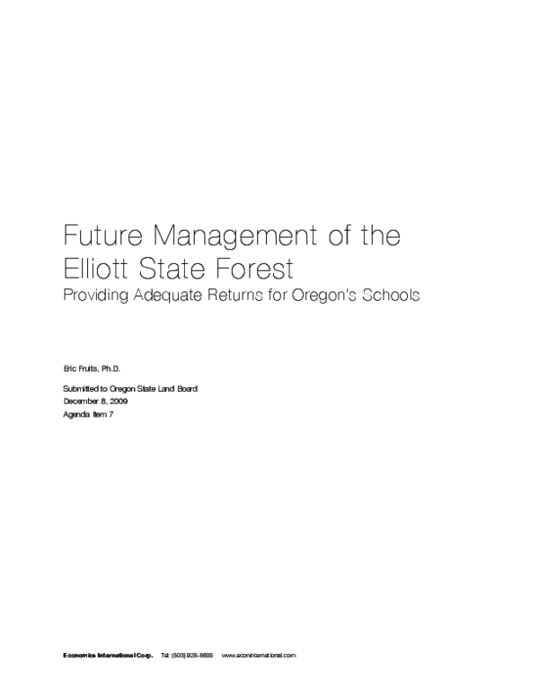 (PDF) Future Management of the Elliott State Forest: Providing Adequate ...