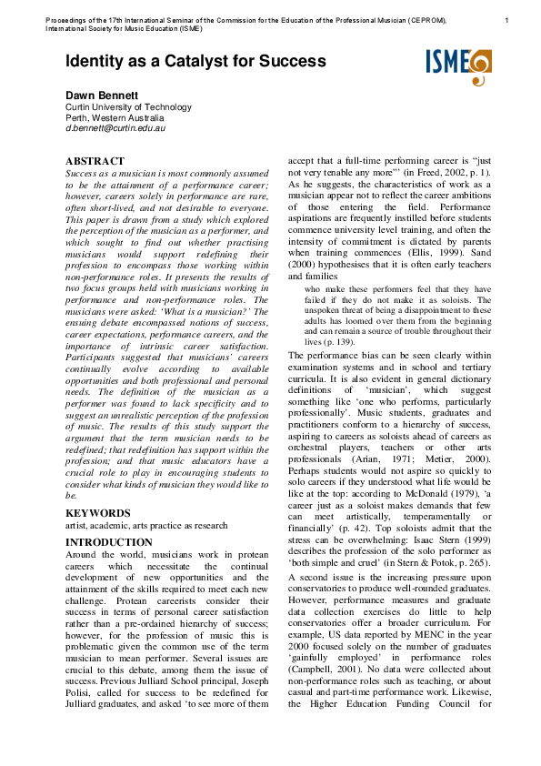 (PDF) Identity as a Catalyst for Success