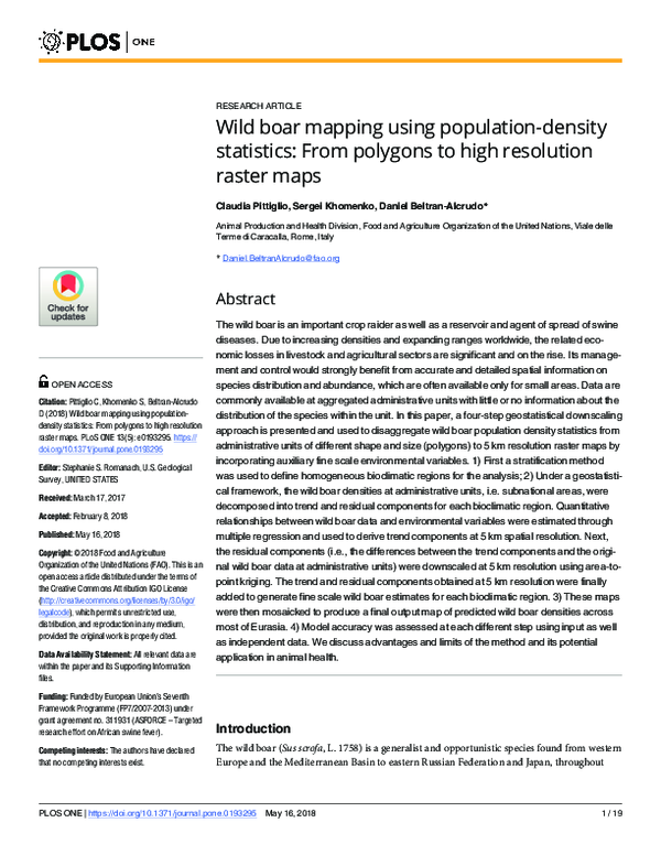 (PDF) Wild boar mapping using population-density statistics: From ...