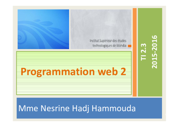 (PDF) Mme Nesrine Programmation web 2