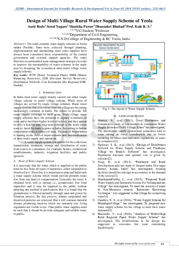 (PDF) Design of Multi Village Rural Water Supply Scheme of Yeola