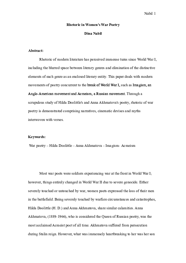 (DOC) Rhetoric in Women's War Poetry