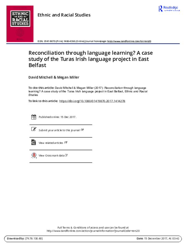 (PDF) Reconciliation through language learning? A case study of the ...