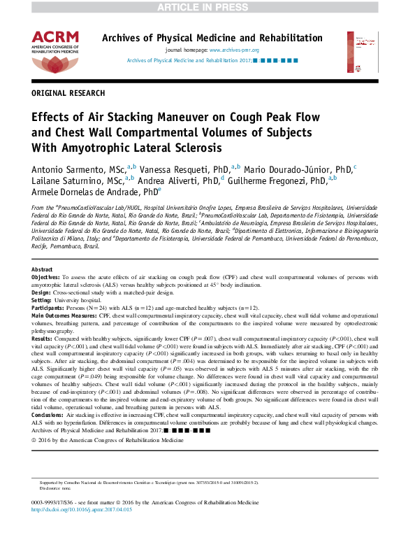 (PDF) Effects of Air Stacking Maneuver on Cough Peak Flow and Chest ...