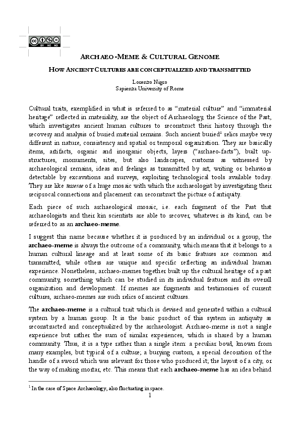 (PDF) ARCHAEO-MEME & CULTURAL GENOME. HOW ANCIENT CULTURES ARE ...