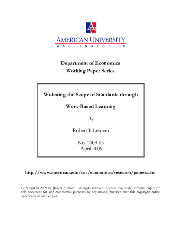 (PDF) Widening the Scope of Standards Through Work-Based Learning