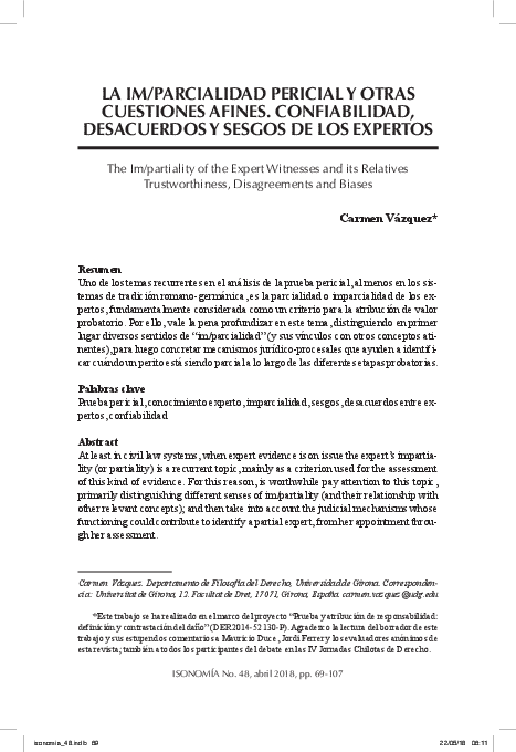 (PDF) LA IM/PARCIALIDAD PERICIAL Y OTRAS CUESTIONES AFINES ...