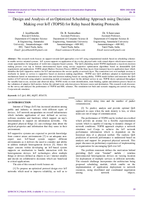 Pdf Design And Analysis Of An Optimized Scheduling Approach Using Decision Making Over Iot