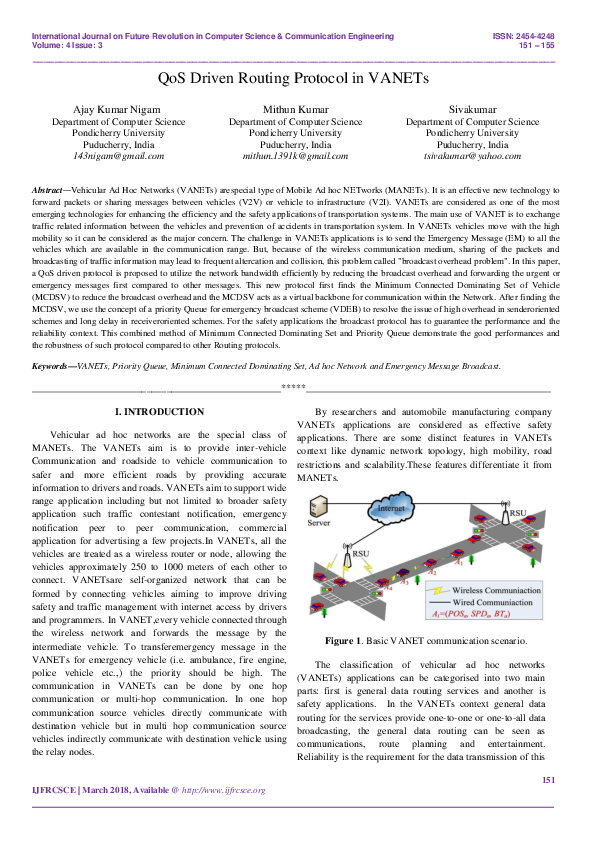 Pdf Qos Driven Routing Protocol In Vanets 