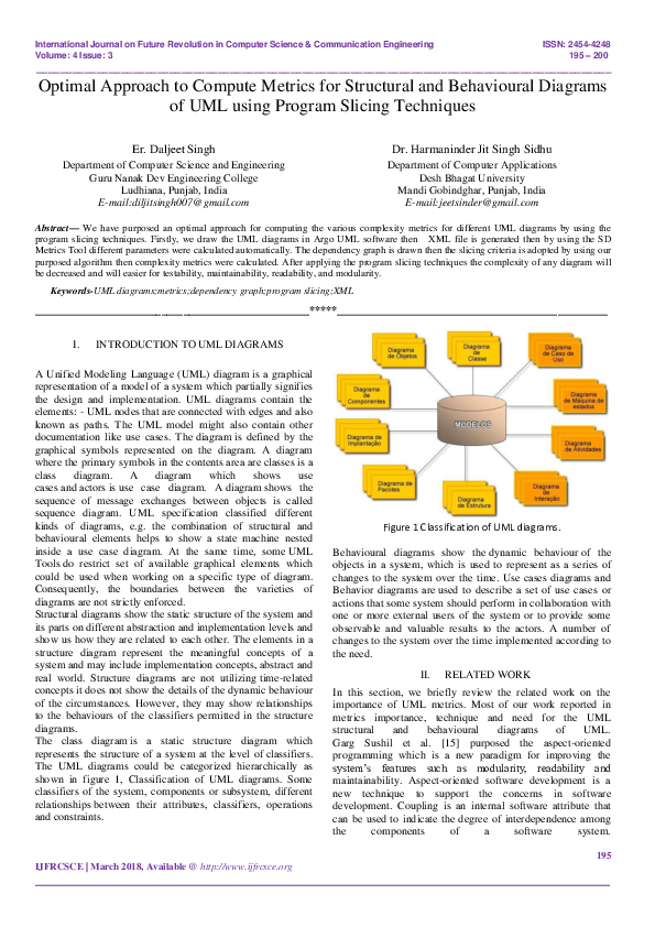 Pdf Optimal Approach To Compute Metrics For Structural And Behavioural Diagrams Of Uml Using