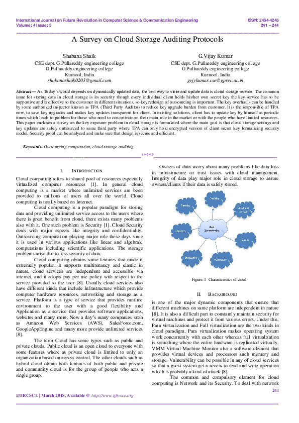 (PDF) A Survey on Cloud Storage Auditing Protocols