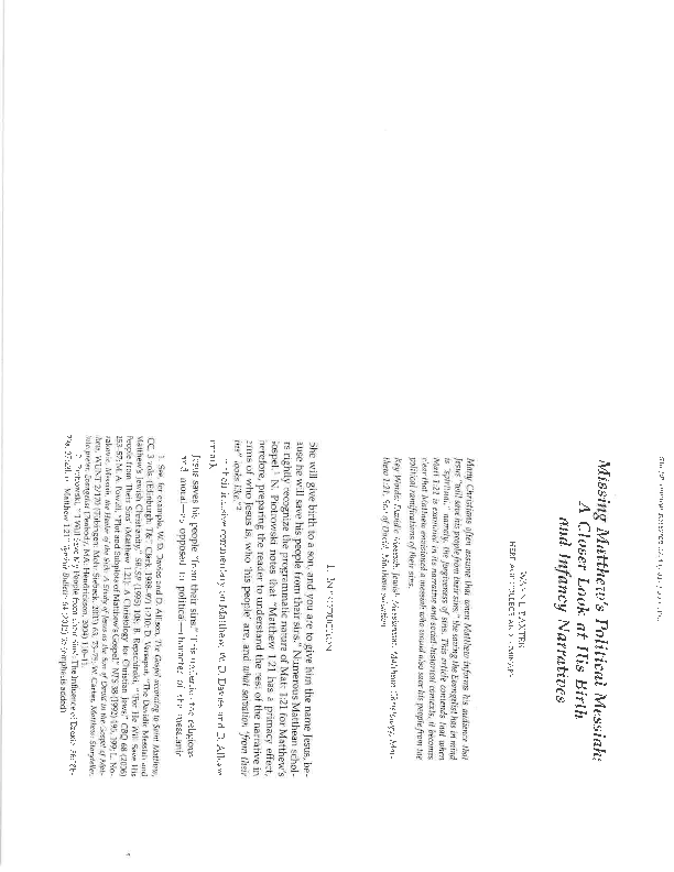 (PDF) Missing Matthew’s Political Messiah: A Closer Look at His Birth ...