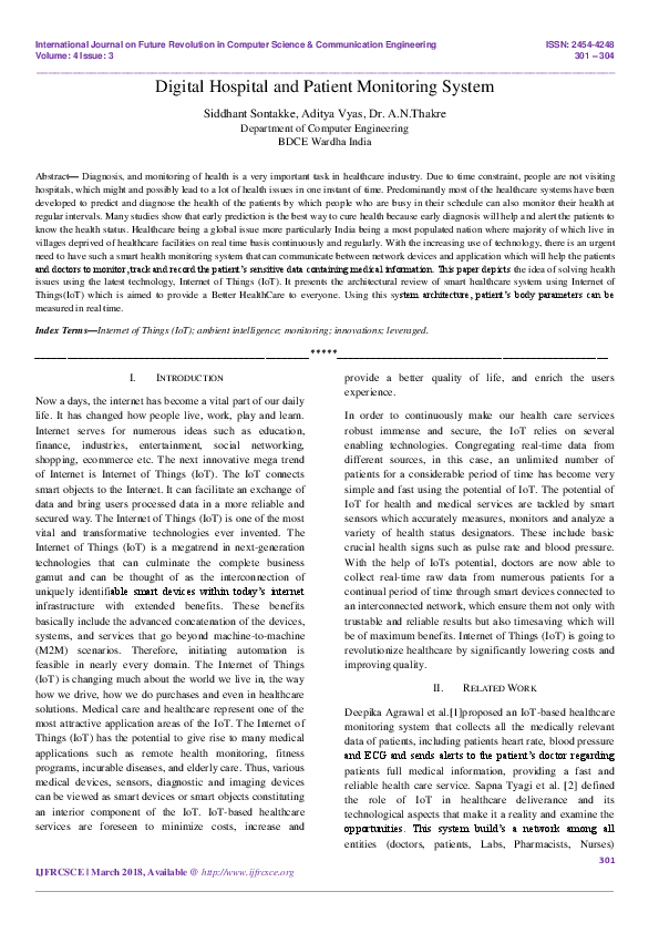 (PDF) Digital Hospital and Patient Monitoring System