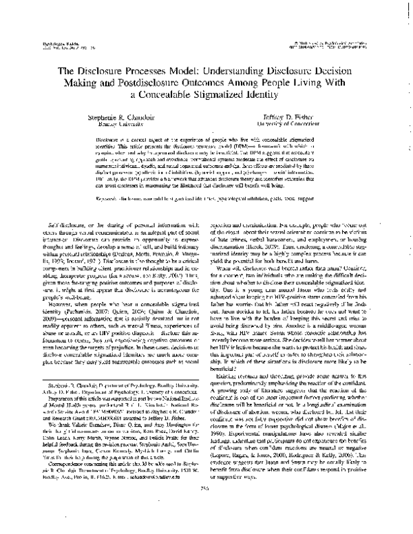 (PDF) (2010) The disclosure processes model-Understanding disclosure ...