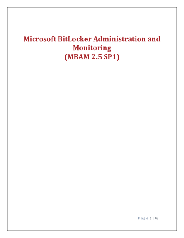 (DOC) Microsoft BitLocker Administration and Monitoring (MBAM 2.5 SP1