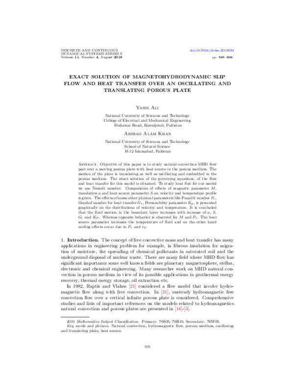 (PDF) MHD Slip Flow and Heat Transfer on Moving Plate