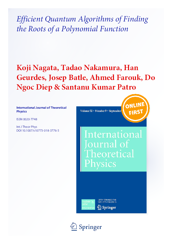 (PDF) Efficient Quantum Algorithms of Finding the Roots of a Polynomial ... (PDF) Efficient Quantum Algorithms of Finding the Roots of a Polynomial ...