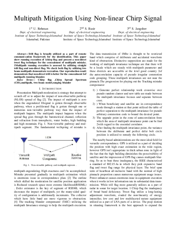 Pdf Multipath Mitigation Using Non Linear Chirp Signal