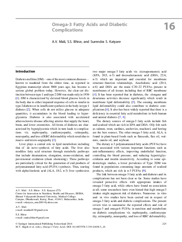 (PDF) Omega-3 Fatty Acids and Diabetic Complications