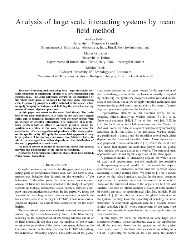 (PDF) Analysis of large scale interacting systems by mean field method | Xiaowen Zhu - Academia.edu