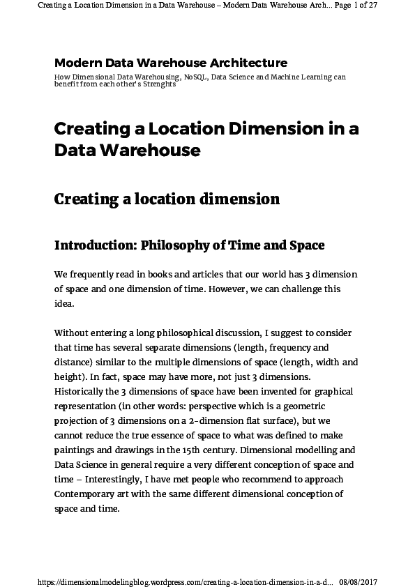 (PDF) Modern Data Warehouse Architecture Creating a Location Dimension ...