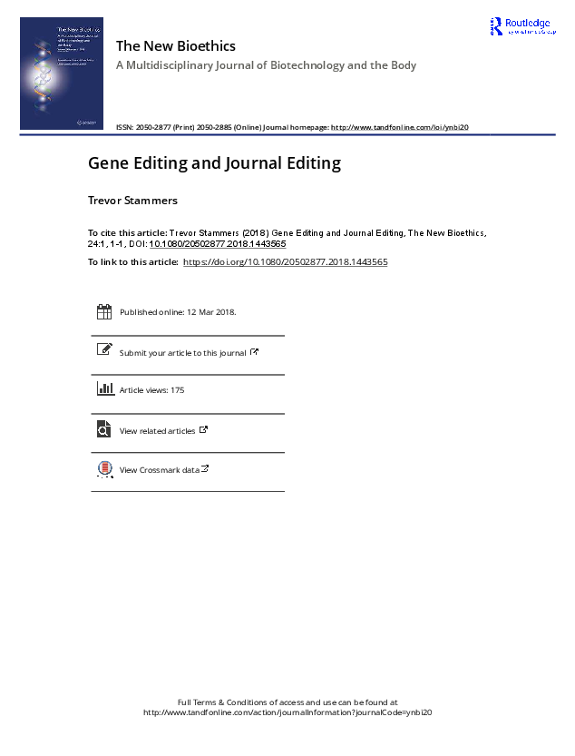 (PDF) Gene Editing and Journal Editing