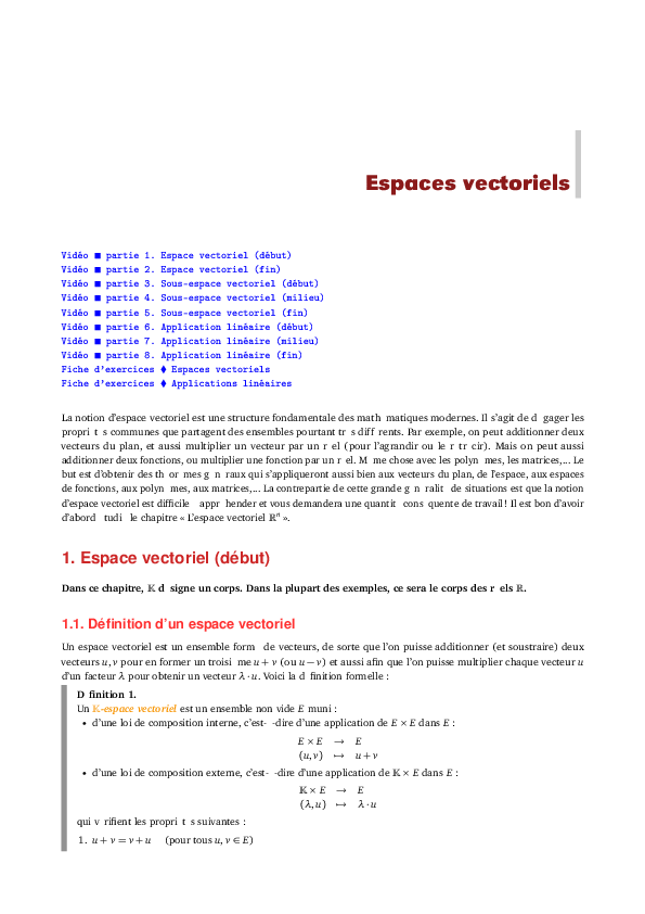 (PDF) Espaces vectoriels