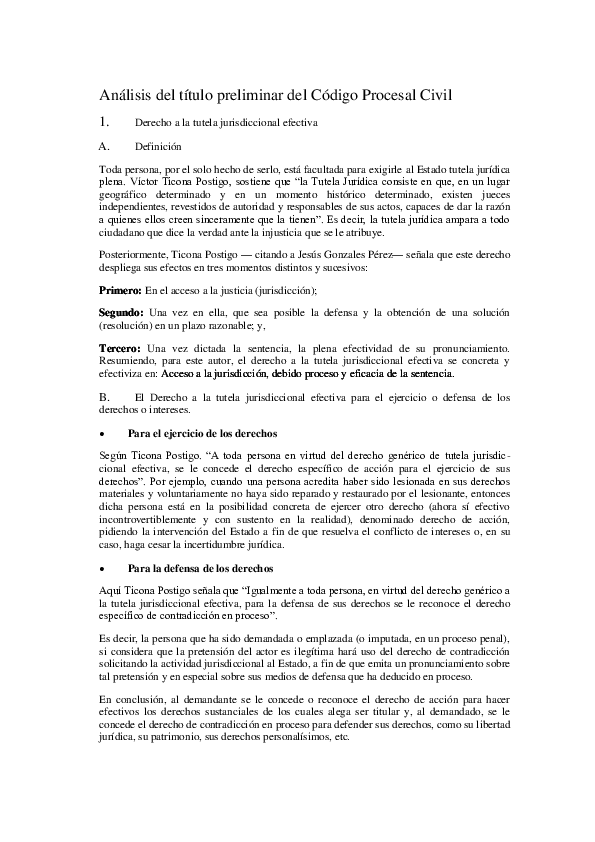 (DOC) Análisis del título preliminar del Código Procesal Civil