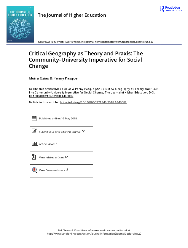 (PDF) Critical Geography as Theory and Praxis: The Community-University ...