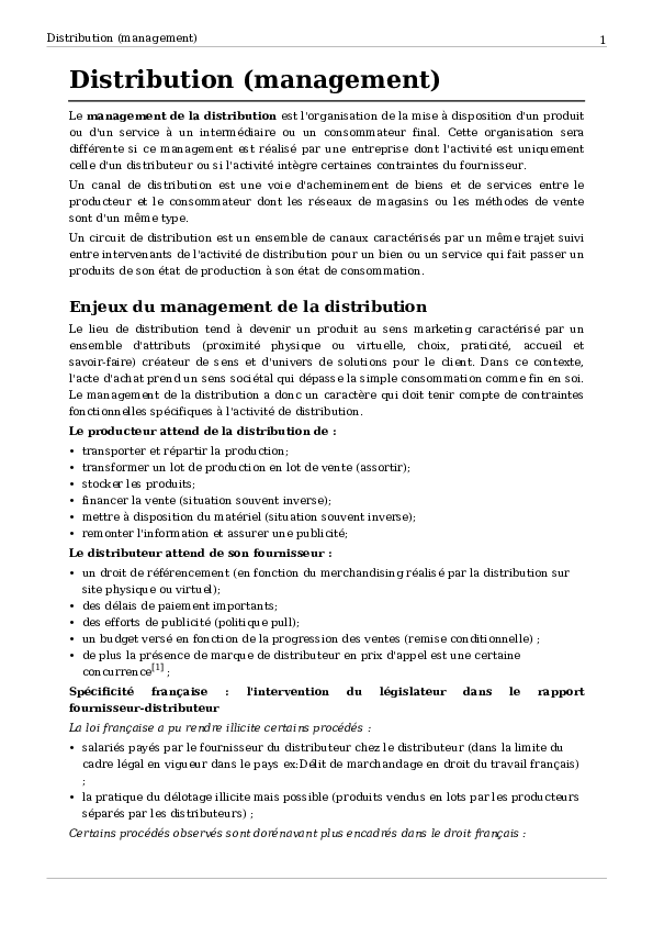 (PDF) Distribution (management) Distribution (management