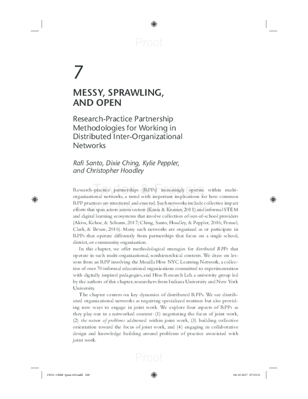 (PDF) Messy, sprawling, and open: Research-practice partnership ...