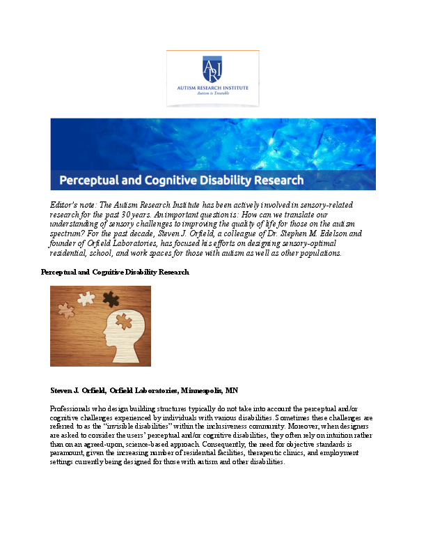(PDF) Perceptual and Cognitive Disability Research