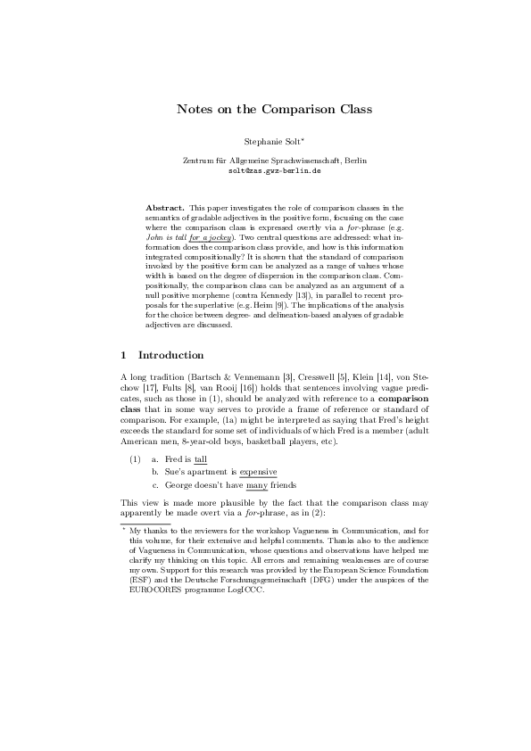 (PDF) Semantics of Gradable Adjectives and Comparison