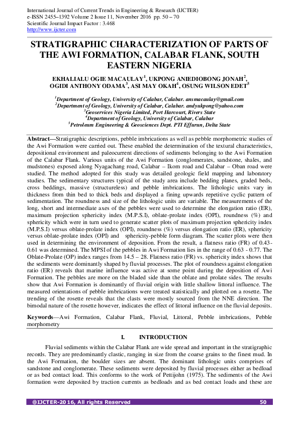 (PDF) STRATIGRAPHIC CHARACTERIZATION OF PARTS OF THE AWI FORMATION ...
