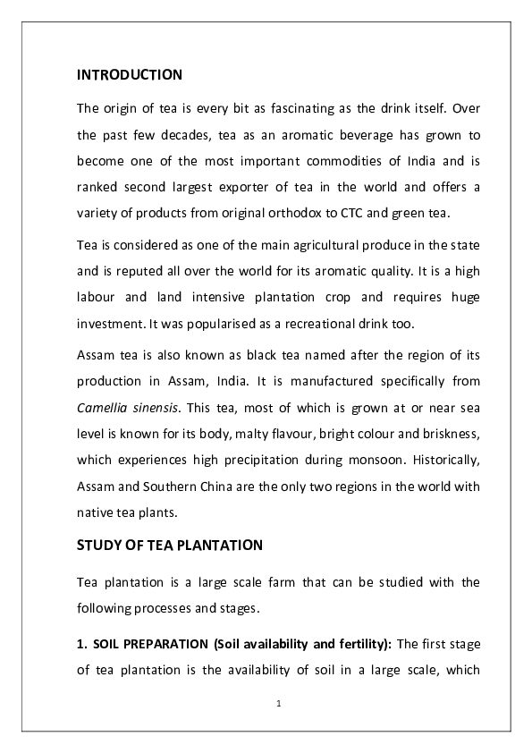 (DOC) A Study of Tea Plantation