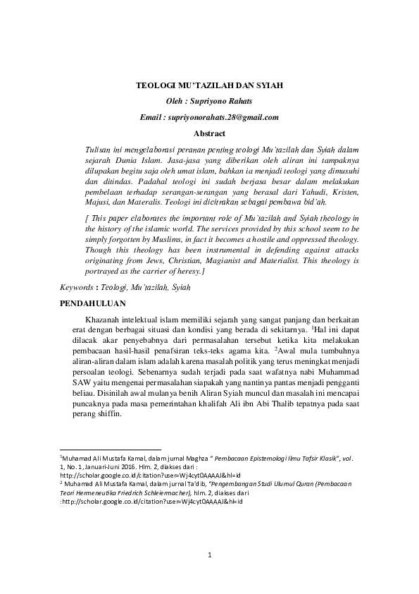 (DOC) SYIAH DAN MUKTAZILAH