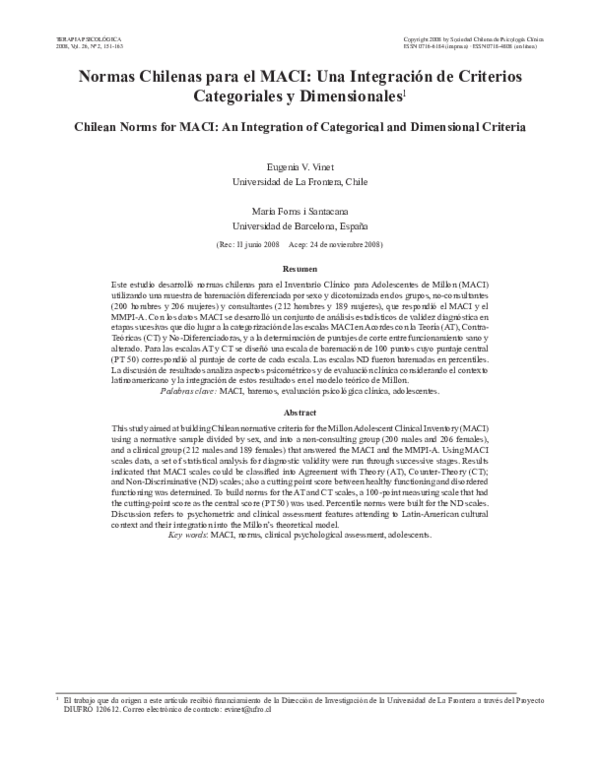 (PDF) Normas Chilenas para el MACI: Una Integración de Criterios Categoriales y Dimensionales ...