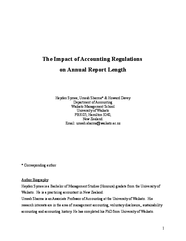 (DOC) The Impact of Accounting Regulations on Annual Report Length