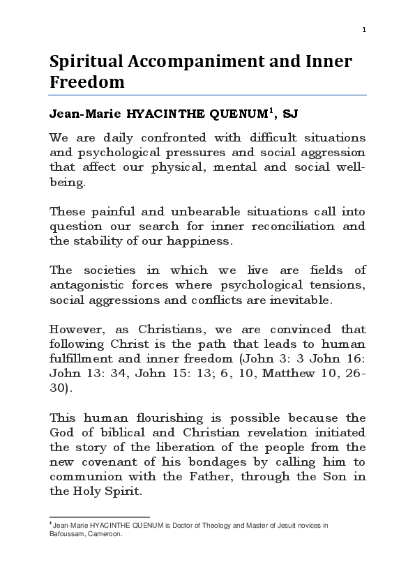(PDF) Spiritual Accompaniment and Inner Freedom