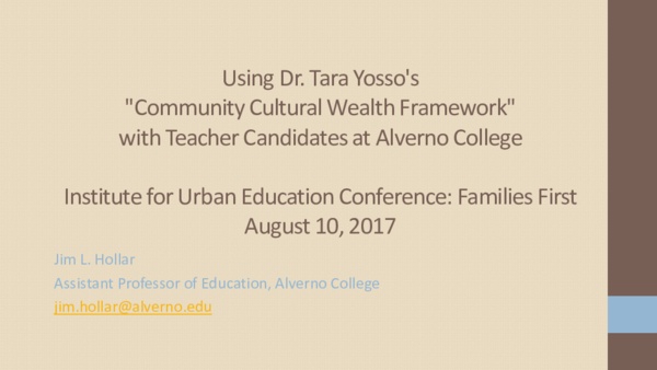 (PPT) Using Dr. Tara Yosso's "Community Cultural Wealth Framework" with ...