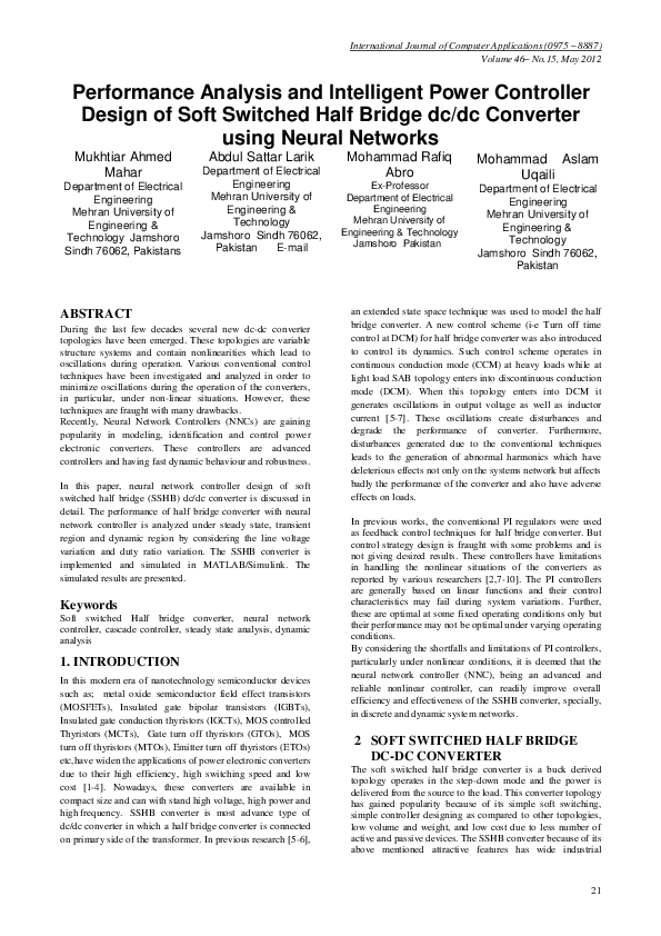 (PDF) Performance Analysis and Intelligent Power Controller Design of ...