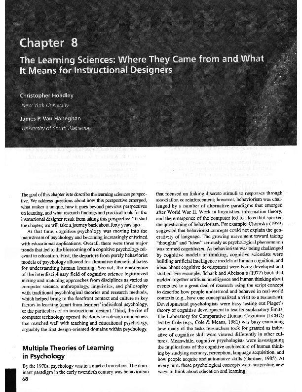 (PDF) The Learning Sciences: Where they came from and what it means for ...